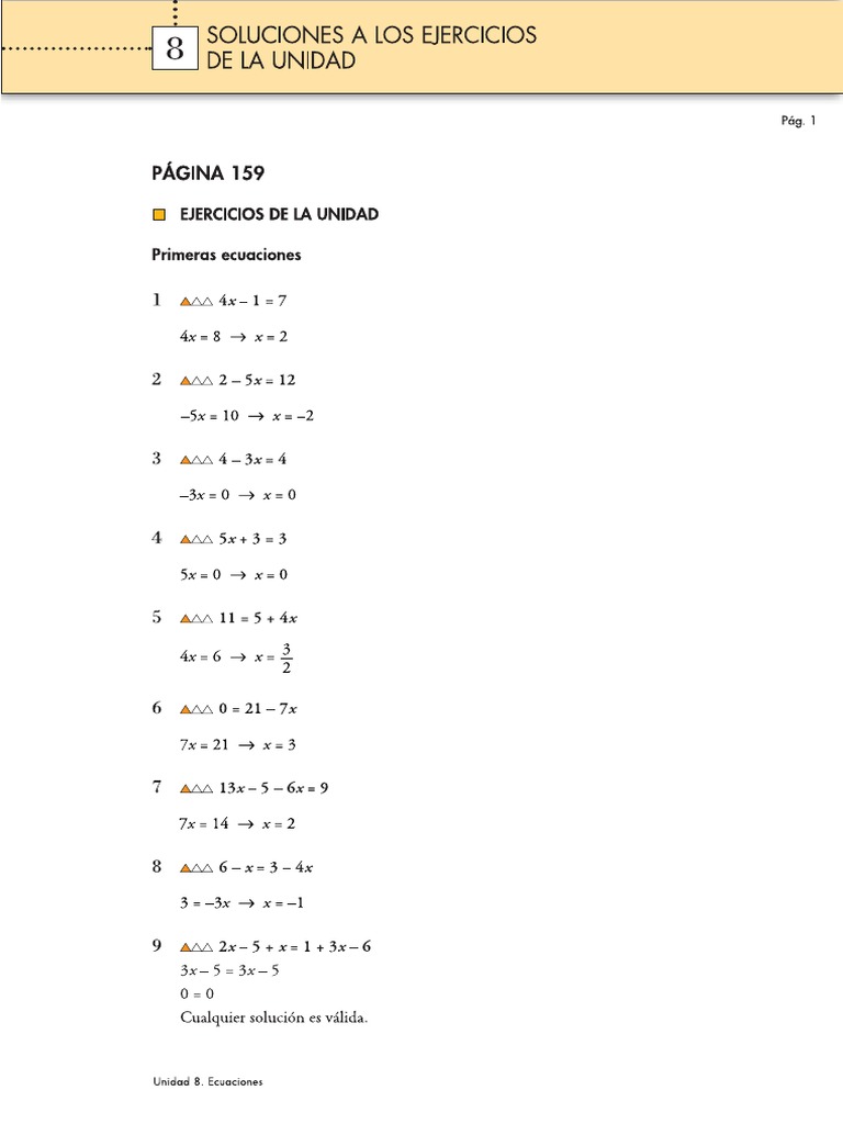 Ecuaciones 2 Eso Solucionario | PDF