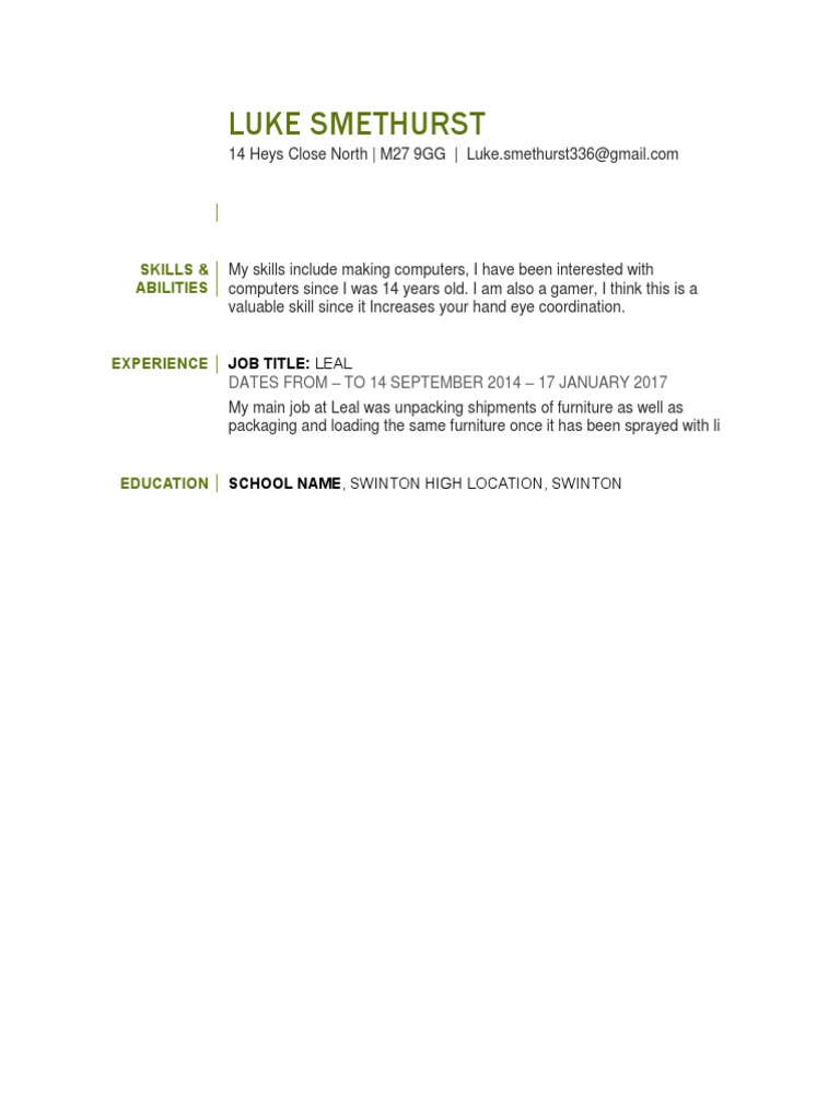 Luke Smethurst CV | PDF