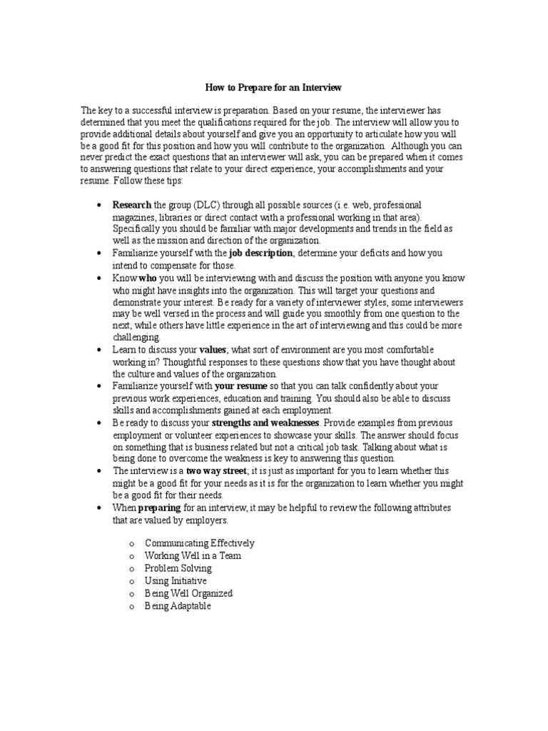 How To Prepare For An Interview | PDF | Interview | Employment