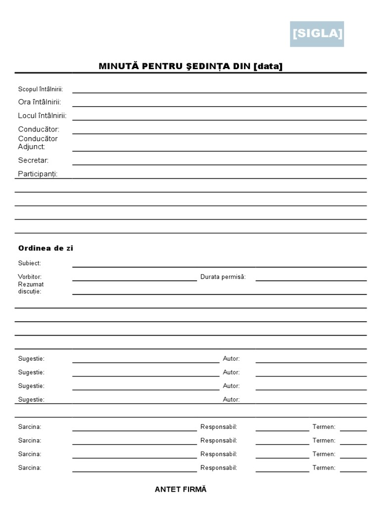 Formular Minuta Sedinte | PDF