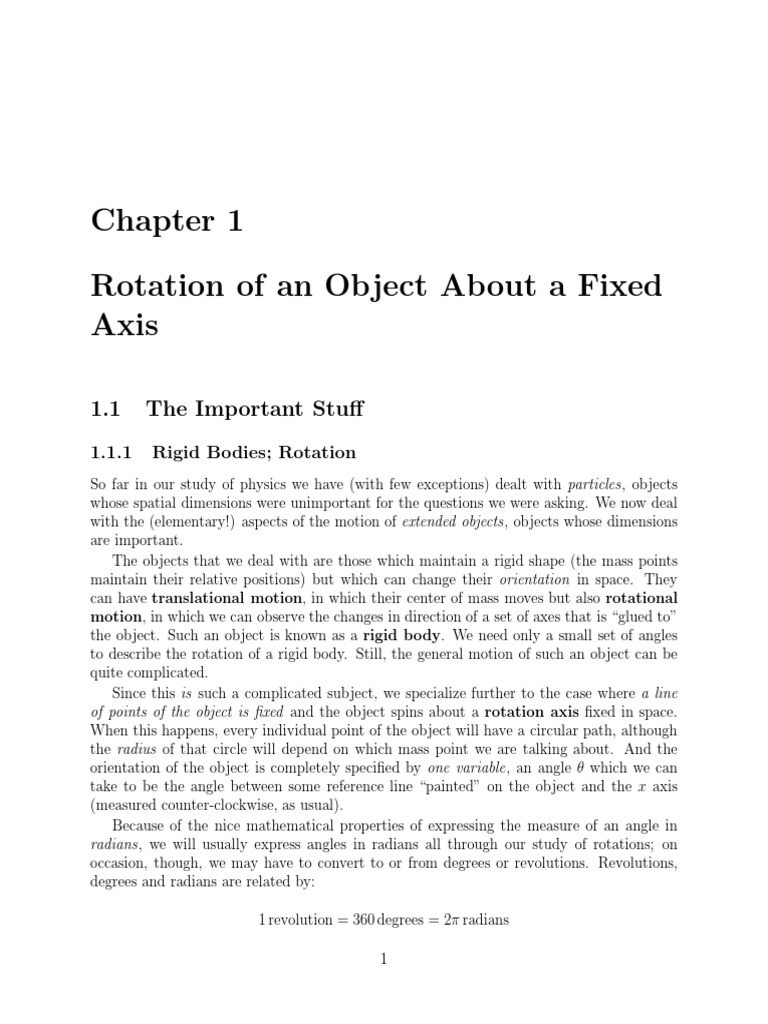 Rigid Body Rotation PDF | PDF | Rotation Around A Fixed Axis | Speed