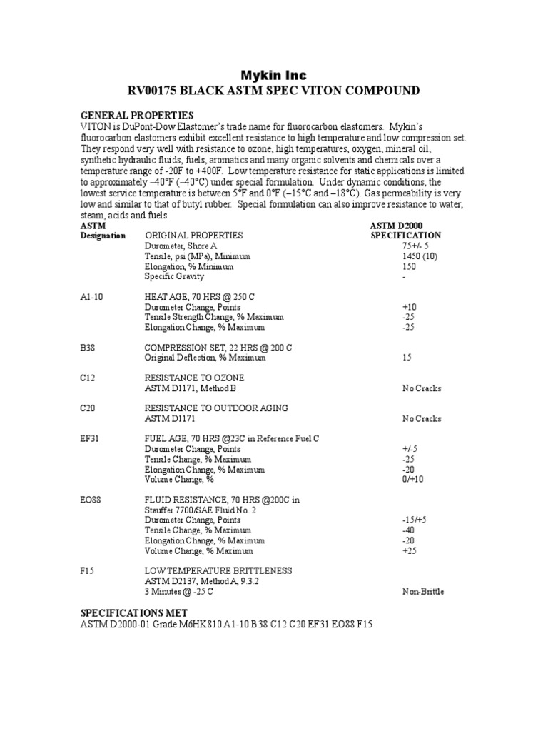 Viton Material - Dopont PDF | PDF | Temperature | Fuels