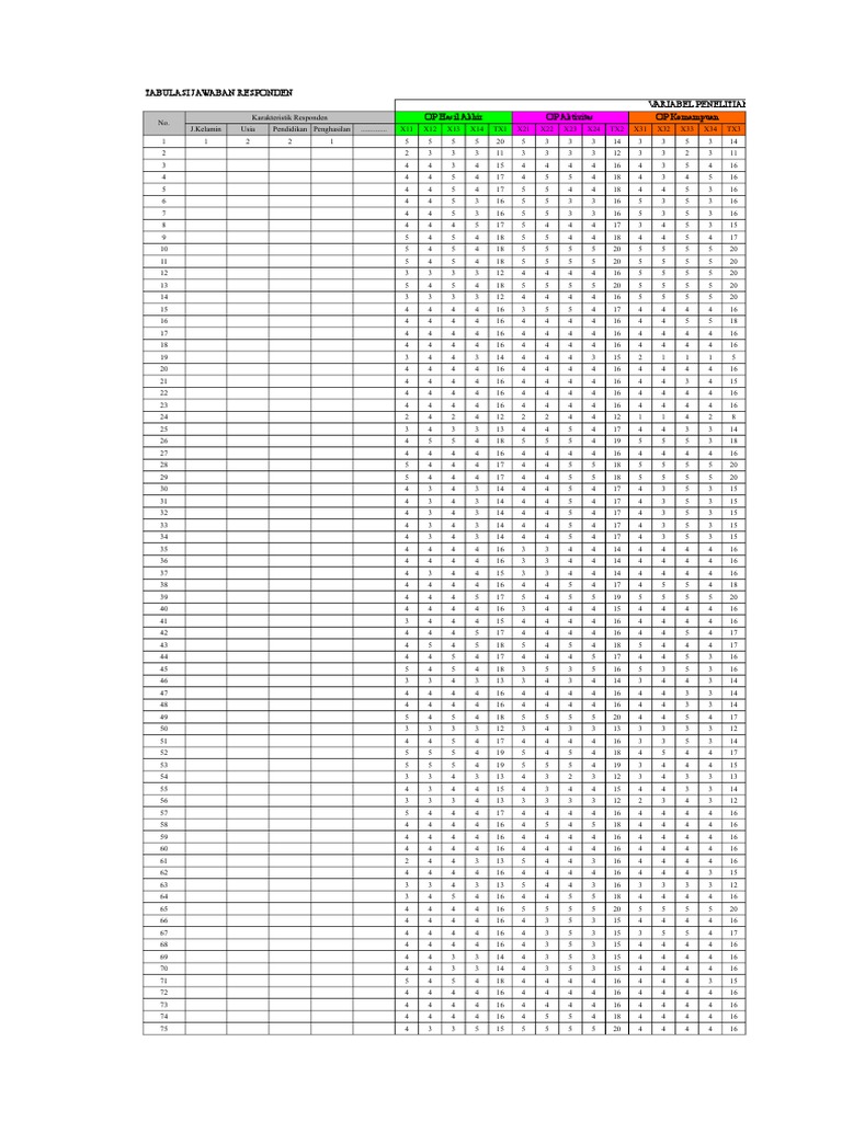 Contoh Tabulasi Data Survey | PDF