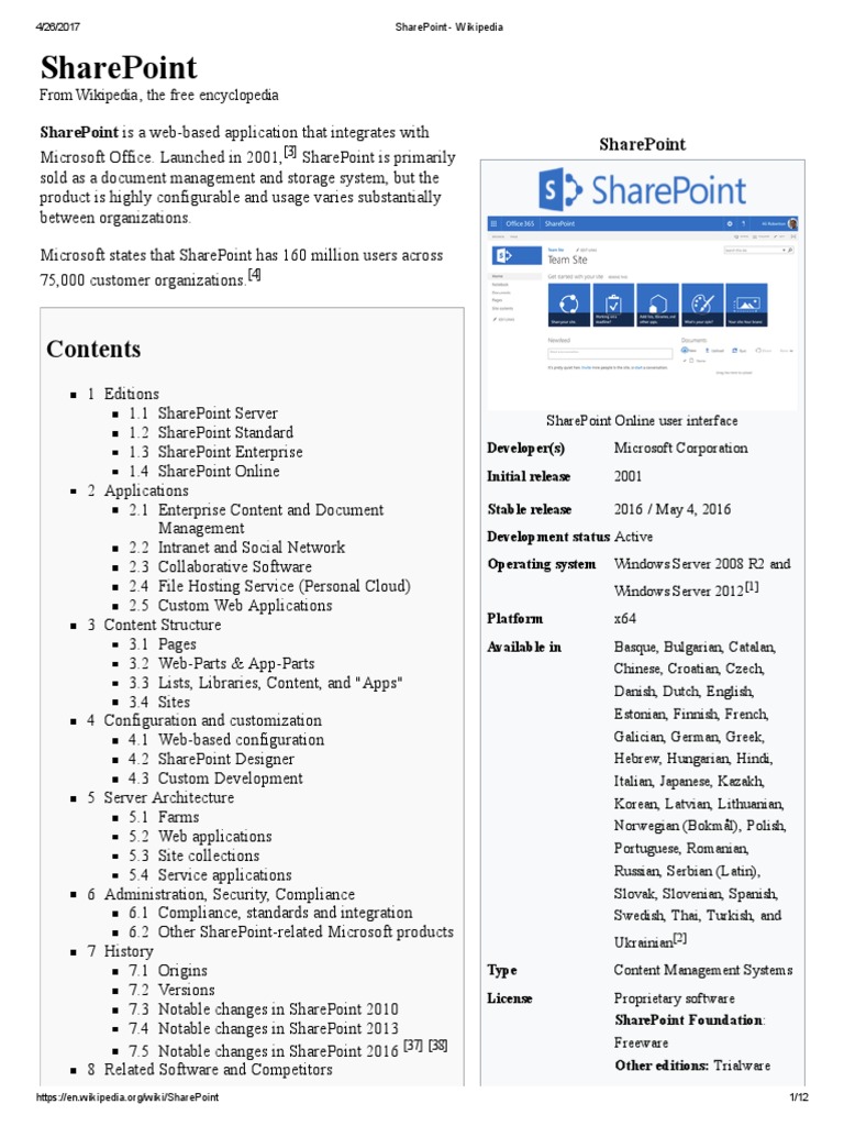 SharePoint - Wikipedia | Share Point | Information Technology