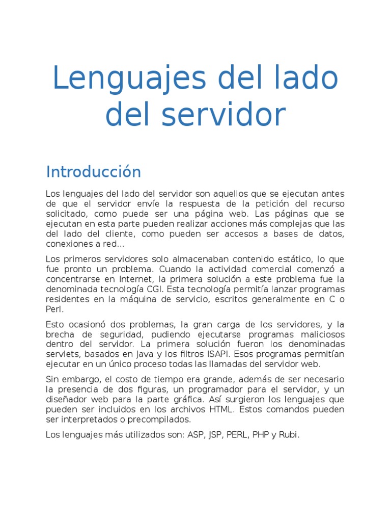 Lenguajes Del Lado Del Servidor | PDF | Php | Páginas del servidor Java