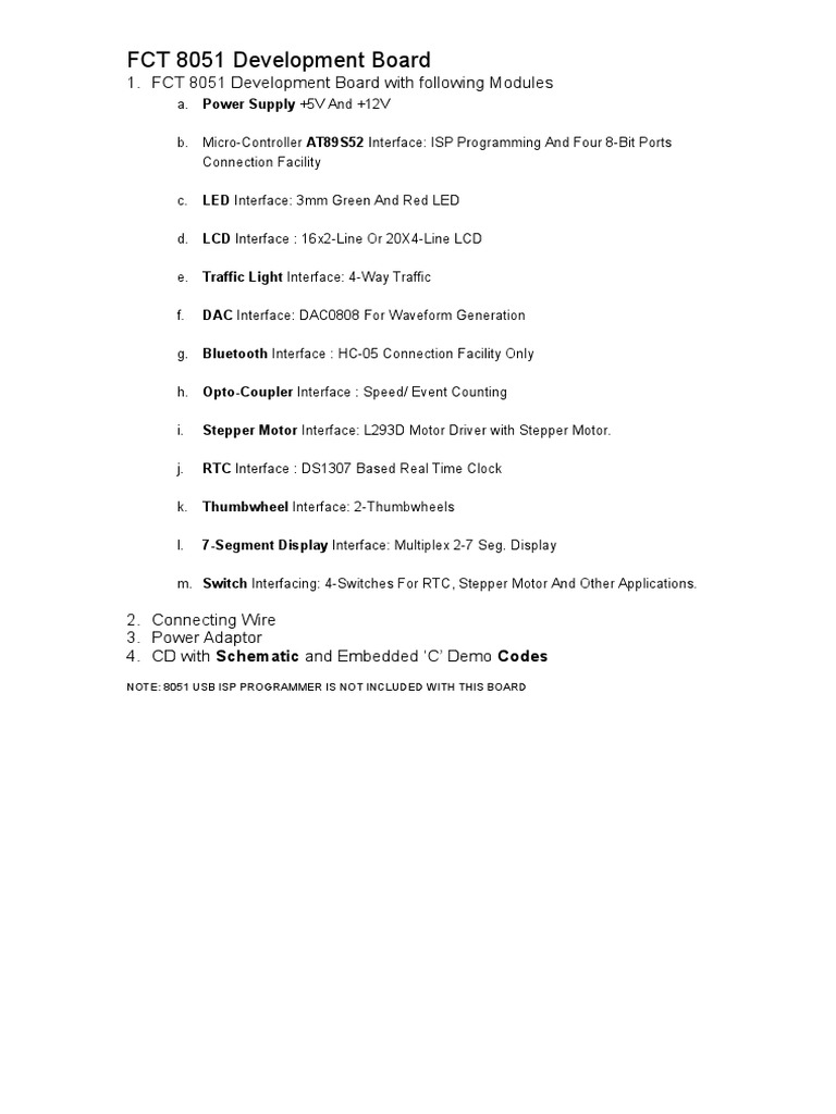 FCT 8051 Development Board: A Comprehensive Guide to the Modules, Interfaces and Components of ...