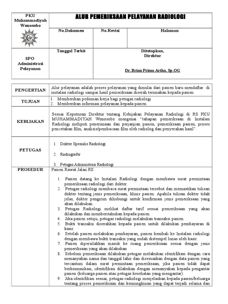 Alur Pelayanan Radiologi | PDF