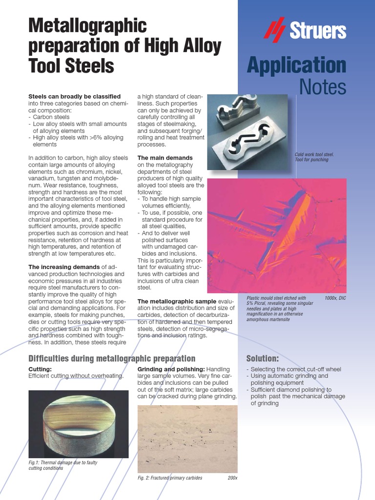 Metallographic Preparation and Production Processes for High Alloy Tool ...