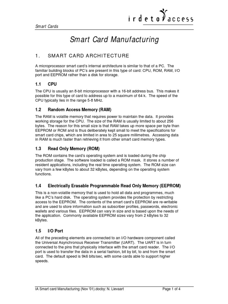 Ia Smart Card Manufacturing PDF | PDF | Random Access Memory | Read ...
