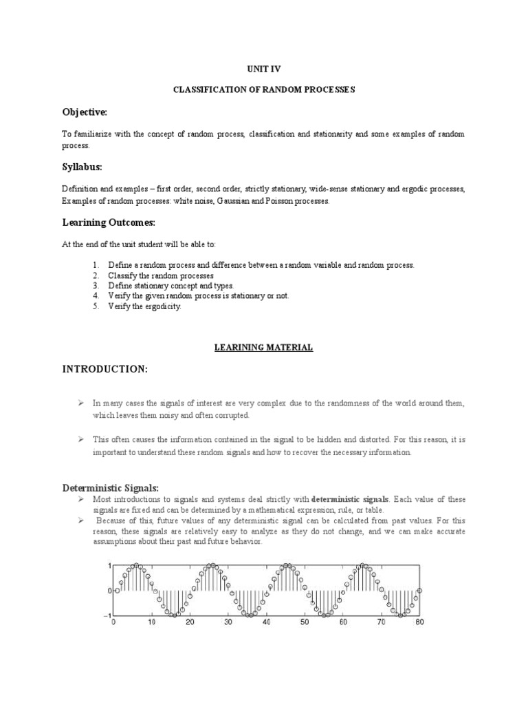 PTRV IV Unit - Classification of Random Processes | Download Free PDF ...