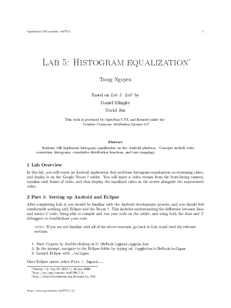Lab 5 Histogram Equalization 2 Download Free Pdf Software Areas
