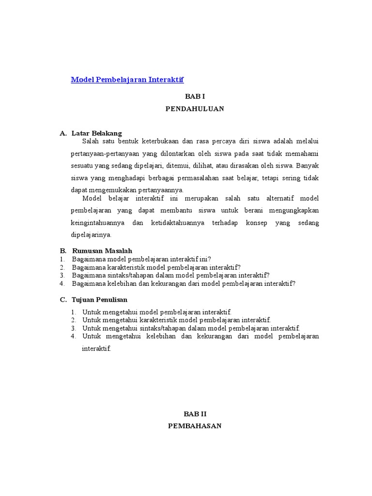 Model Pembelajaran Interaktif | PDF
