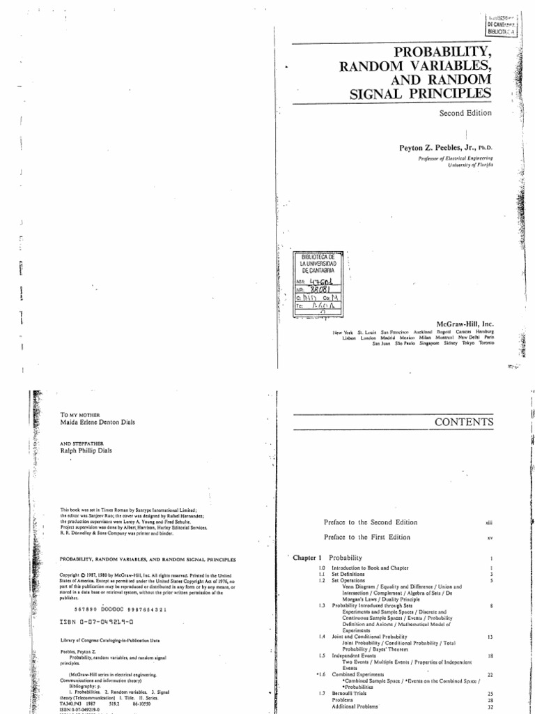 Peebles Probability, Random Variables and Random Signal Principles PDF | PDF
