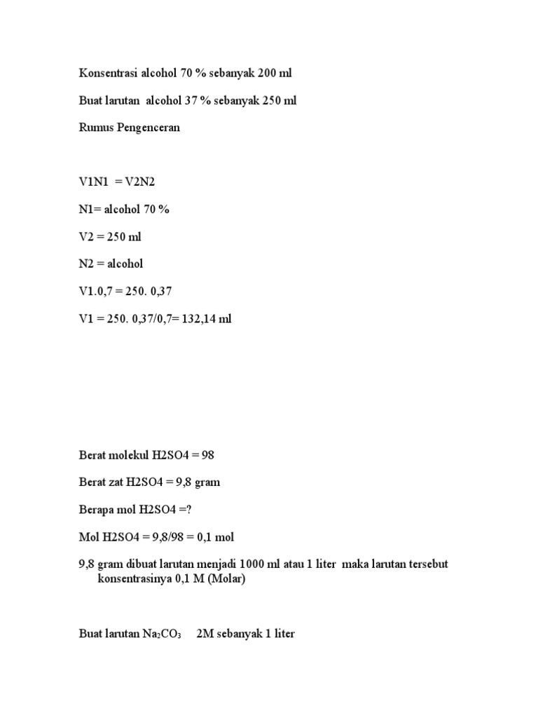 Perhitungan Konsentrasi Larutan | PDF