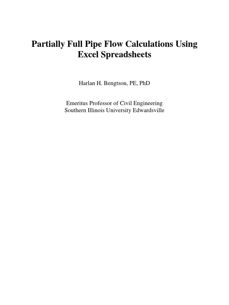 Partially Full Pipe Flow Calculations Using Excel Spreadsheets 7-18-14 ...