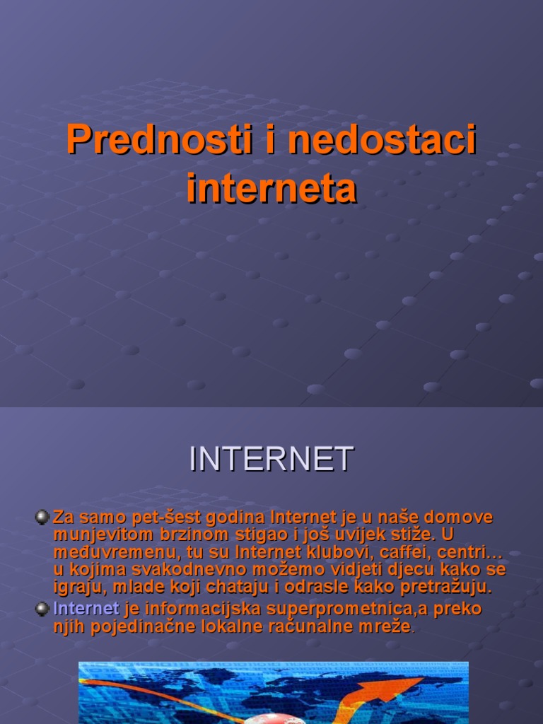 Prednosti I Nedostaci Interneta | PDF