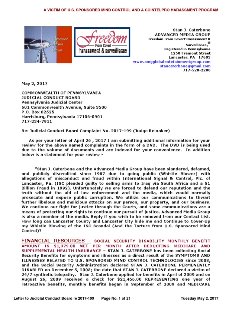 CASE FILE-Judicial Conduct Board Re COMPLAINT DOCKET No. 2017-199 v ...