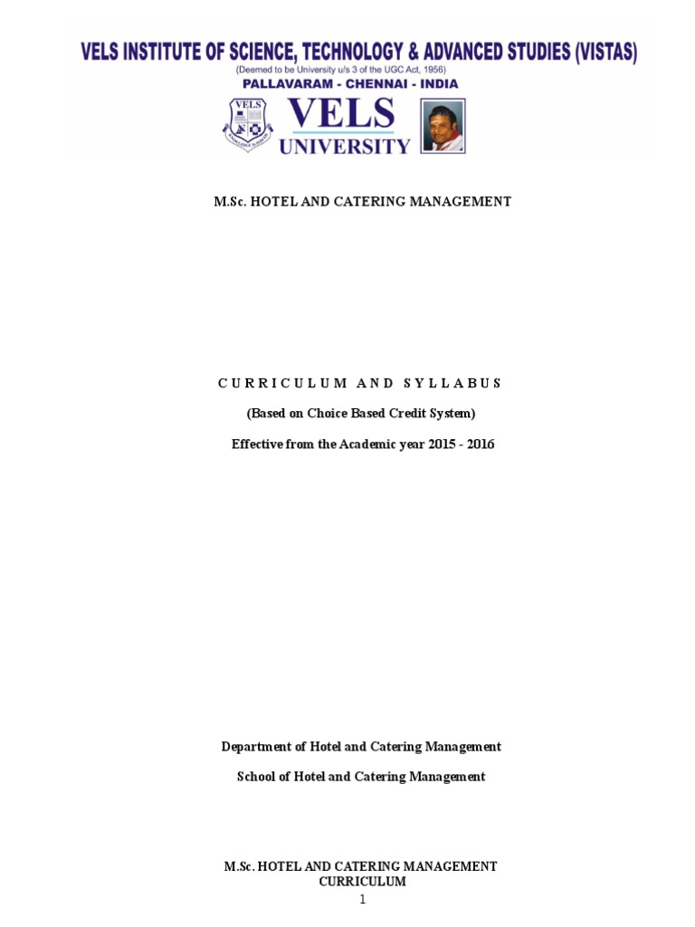 M.SC., HCM - Curriculum & Syllabus 2015-16 COE | PDF