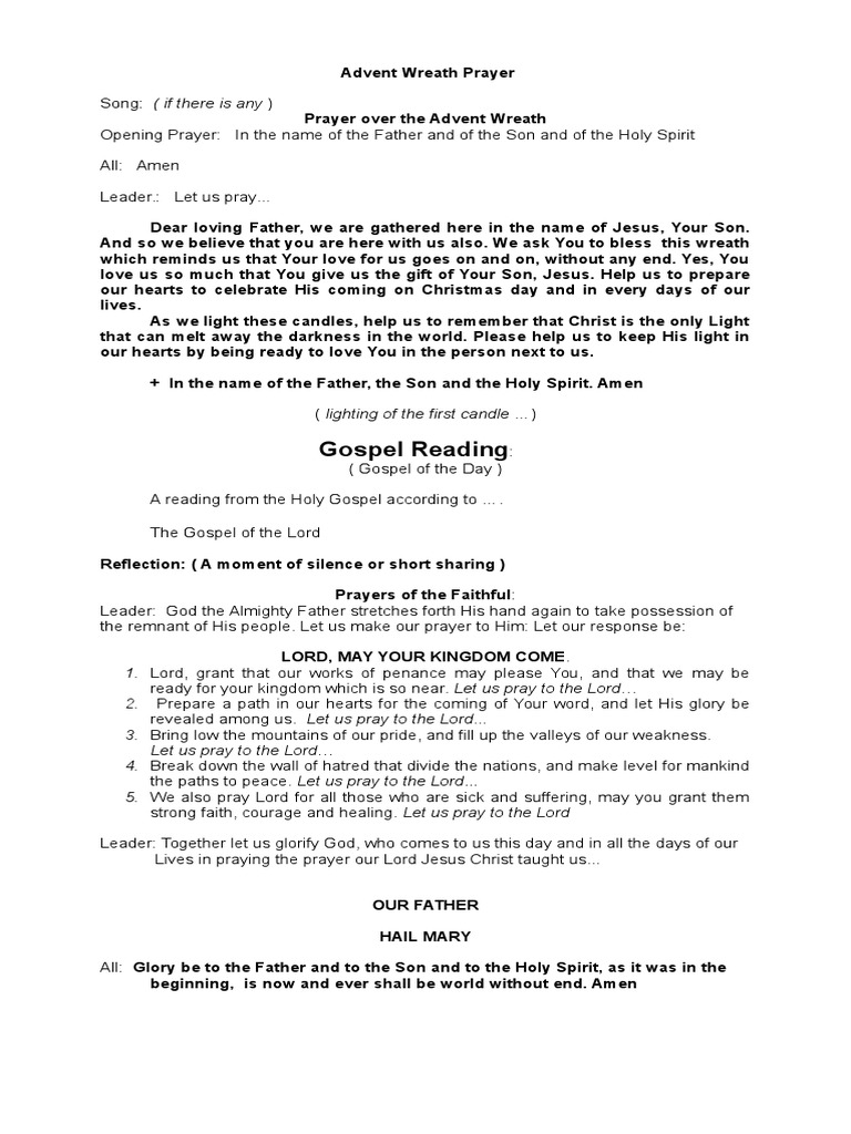 Advent Wreath Prayer and Reflections | PDF | Advent | Glory (Religion)
