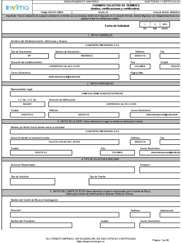FORMATO INVIMA | Carne | Farmacéutico