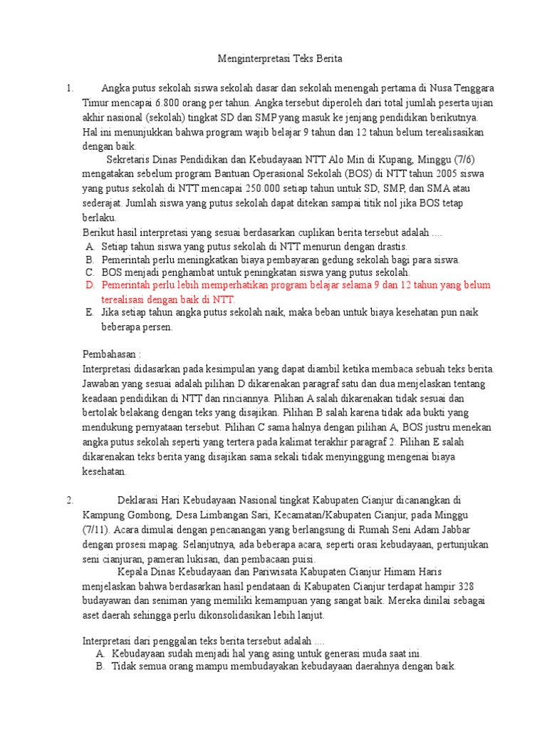 Interpretasi Teks Berita | PDF