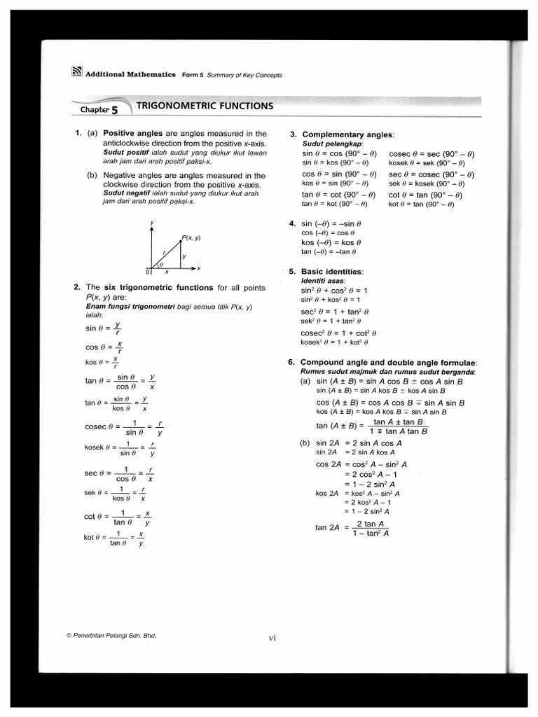 T5 Trigonometry Add Maths Formula V1 | PDF