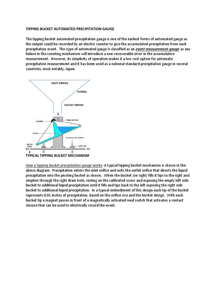 Tipping Bucket Automated Precipitation Gauge | PDF | Precipitation | Snow