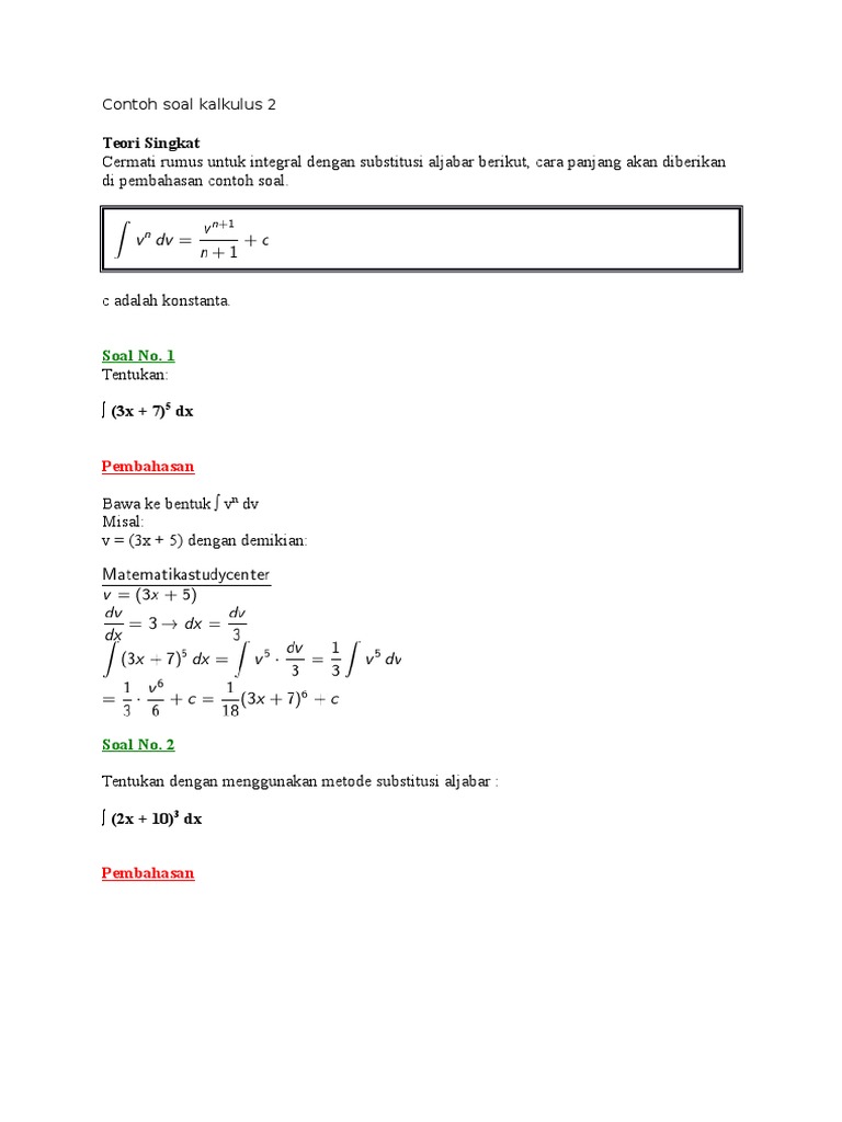 Contoh Soal Kalkulus 2 | PDF