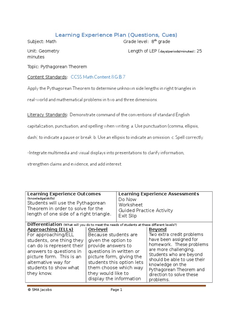 Lesson Plan Questions and Cues | Download Free PDF | Pedagogy ...