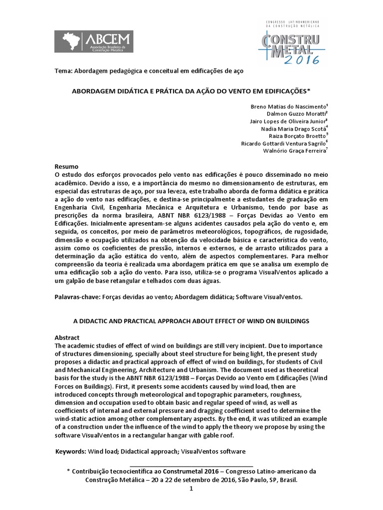 2 - Abordagem Didatica e Pratica Da Acao Do Vento em Edificacoes PDF | PDF