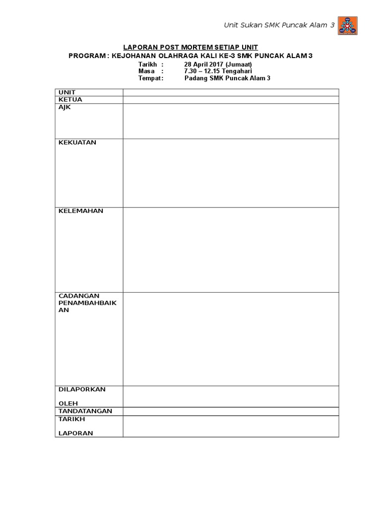Laporan Post Mortem Setiap Unit | PDF