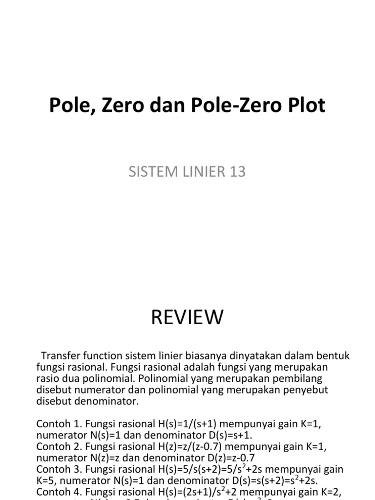 Pole-Zero Plot dan Fungsi Transfer | PDF