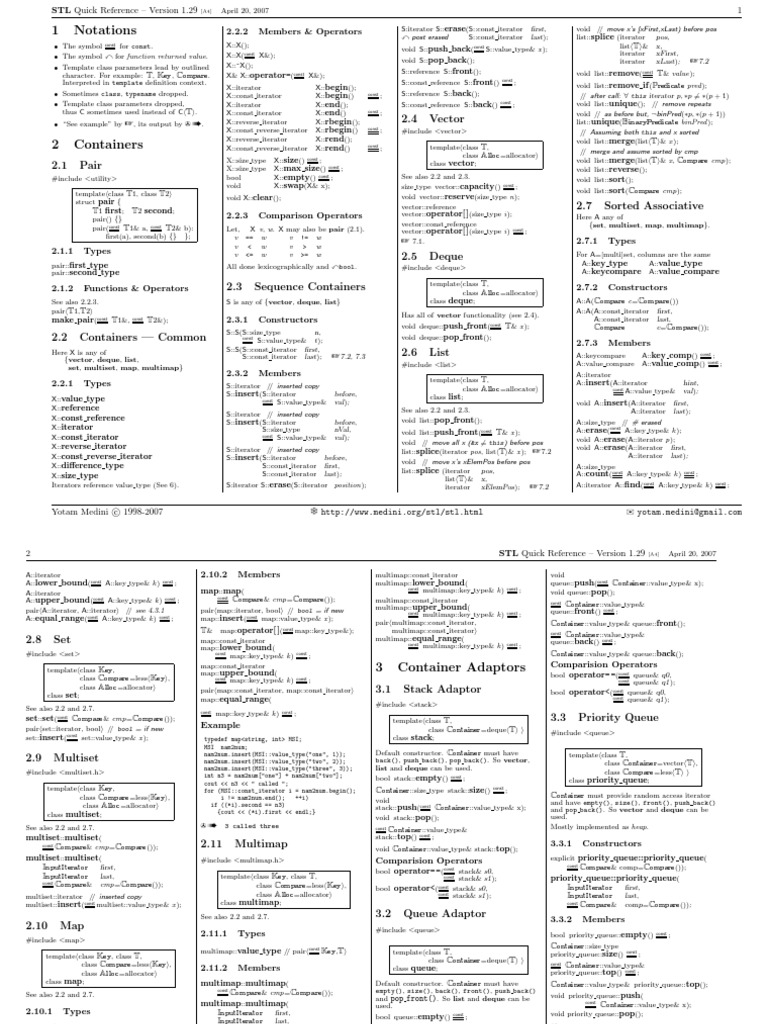 STL Quick Reference | PDF | Queue (Abstract Data Type) | Programming Paradigms