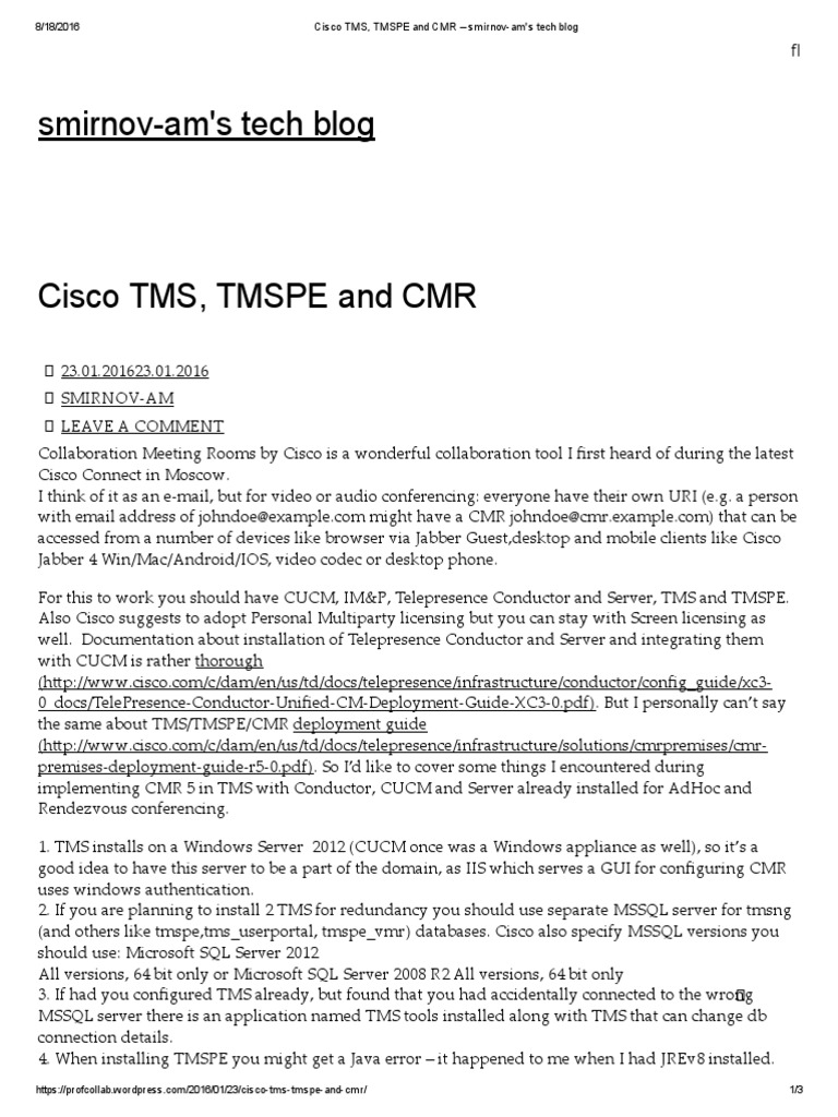 Cisco Tms Tmspe And Cmr Pdf Microsoft Sql Server Server Computing 2963