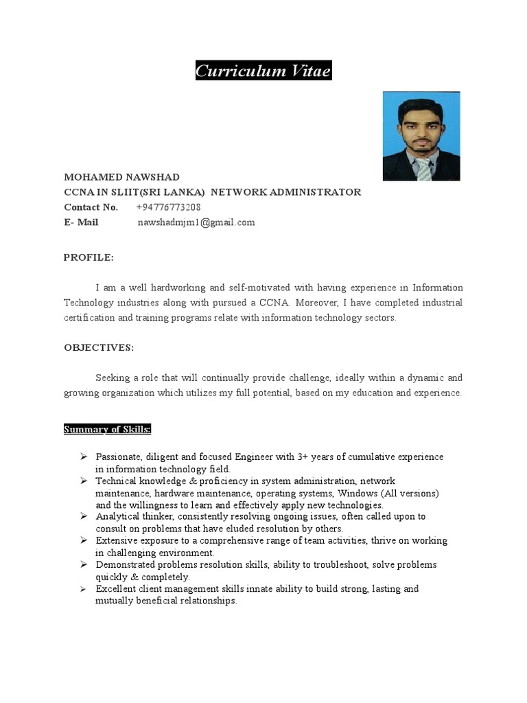 CV With Certificate | PDF | Computer Network | Operating System