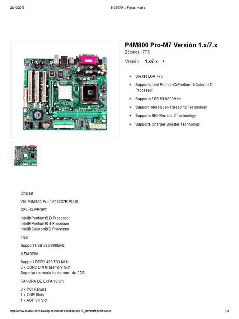 BIOSTAR P4M800 Pro-M7 Versión 1.2 | PDF | Ingeniería Electrónica ...