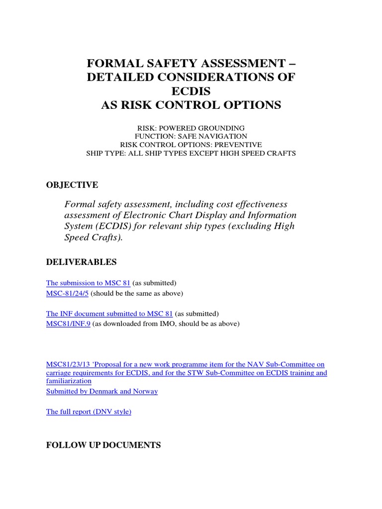Formal Safety Assessment ECDIS | PDF | Ships | Business