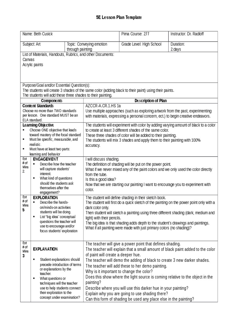 Lesson Plan 2 5e-Lesson-Plan-Template Final-M5a1 | PDF | Lesson Plan ...