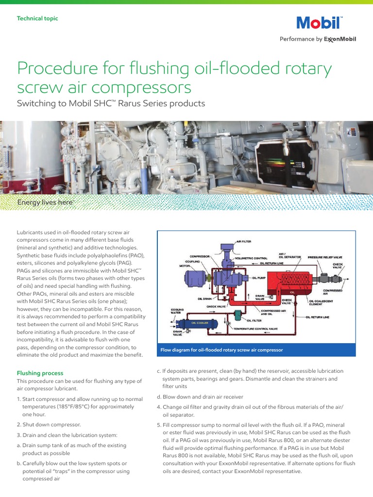 TT Procedure For Flushing Oil Flooded Rotary Screw Air Compressors PDF ...