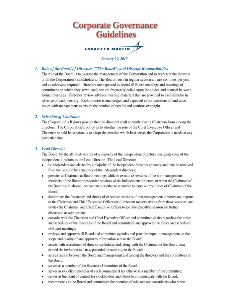 Corporate Governance Guidelines PDF | PDF | Board Of Directors | Committee
