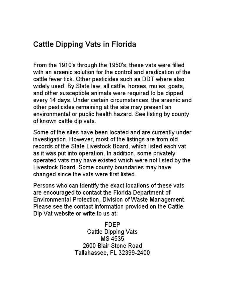 Cattle Dipping Vats in Florida by FDEP | PDF | Livestock | Animals And ...
