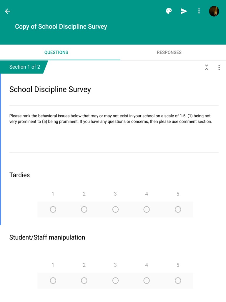 School Discipline Survey - Google Forms | PDF | Classroom | Teachers