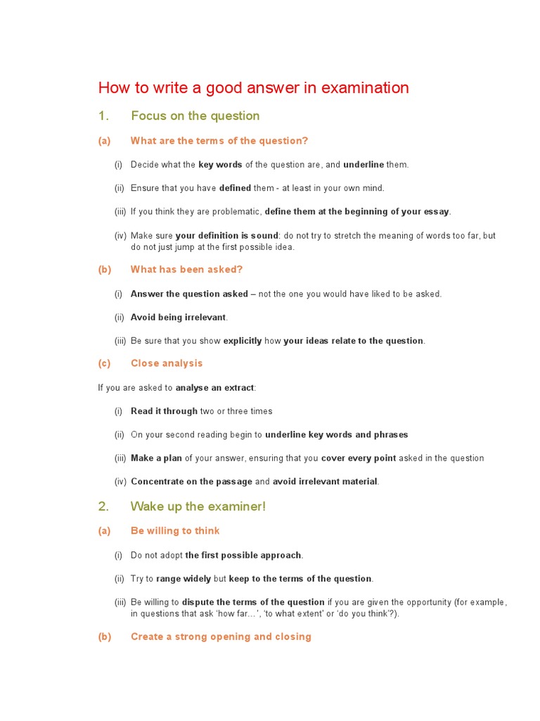 How To Write A Good English Exam Answer | PDF | Test (Assessment) | Essays
