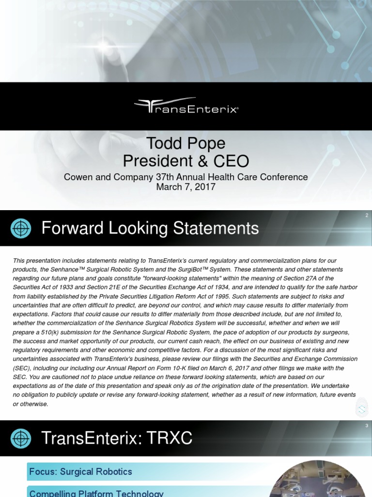 TransEnterix Corporate Presentation March 7 2017 | PDF