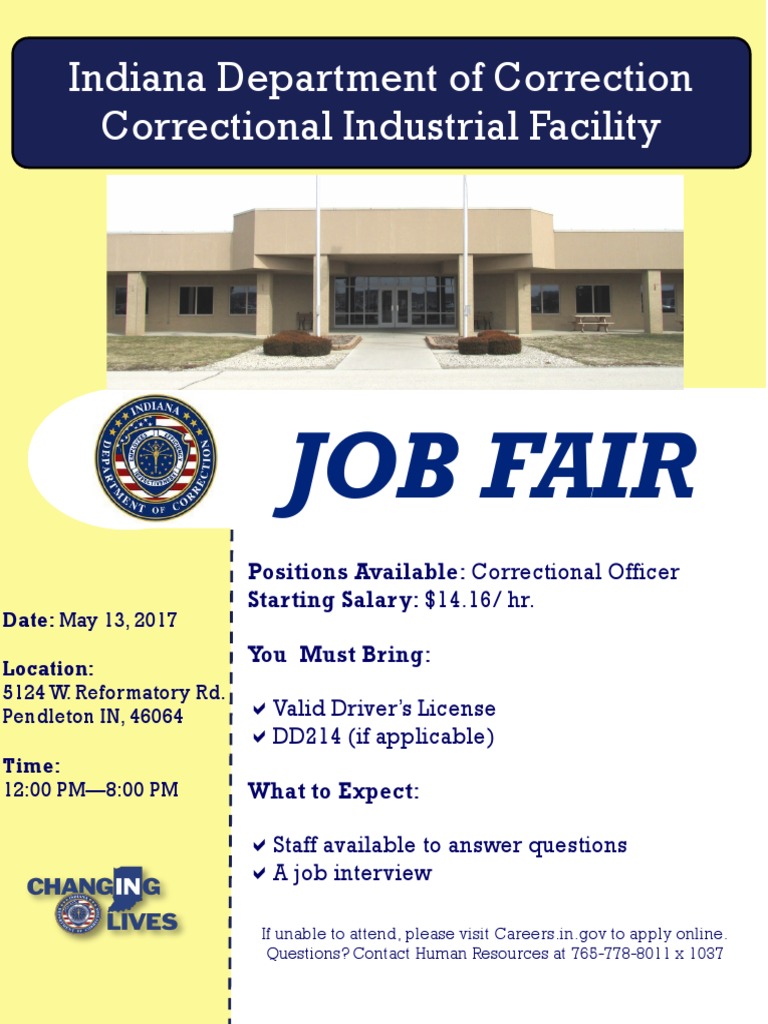 Job Fair: Indiana Department of Correction Correctional Industrial ...
