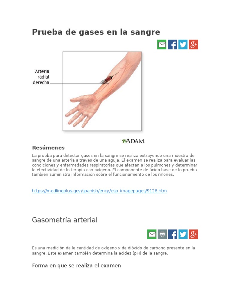 Prueba de Gases en La Sangre | PDF | Sangre | Artería