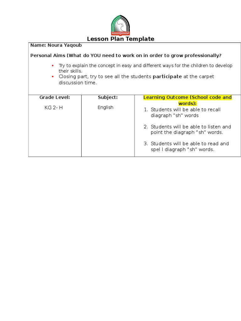 Lesson Plan SH | PDF | Lesson Plan | Teaching
