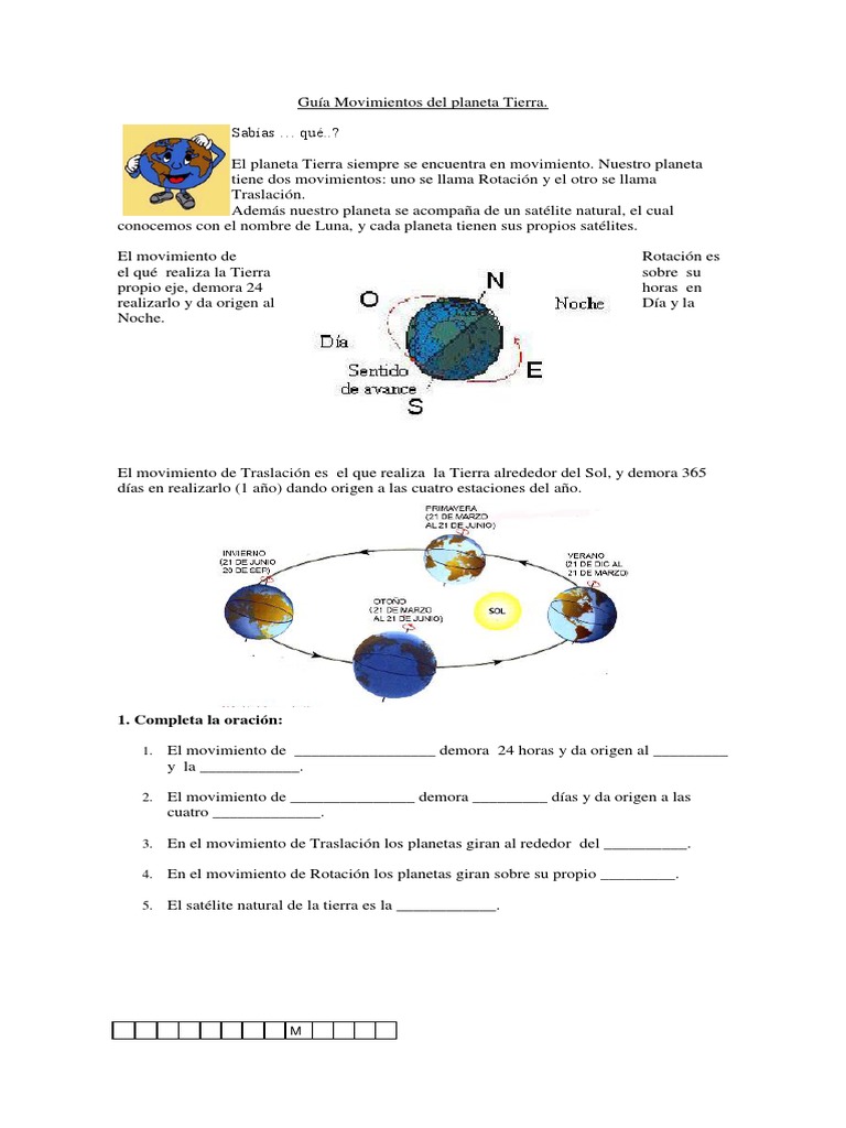 Guia Movimientos Del Planeta Tierra | PDF | Satélite natural | Tierra