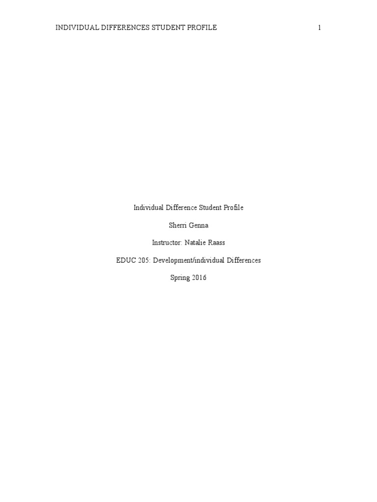Individual Differences in Student Profile | PDF | Special Education ...