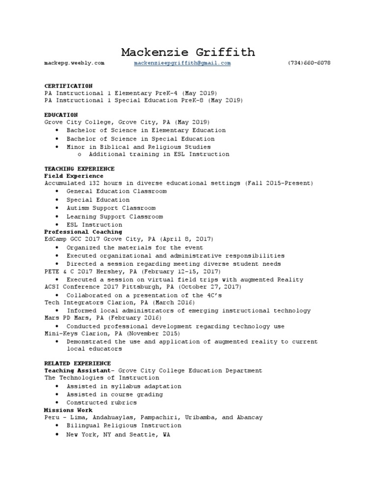 Mackenzie Griffith: Certification | PDF